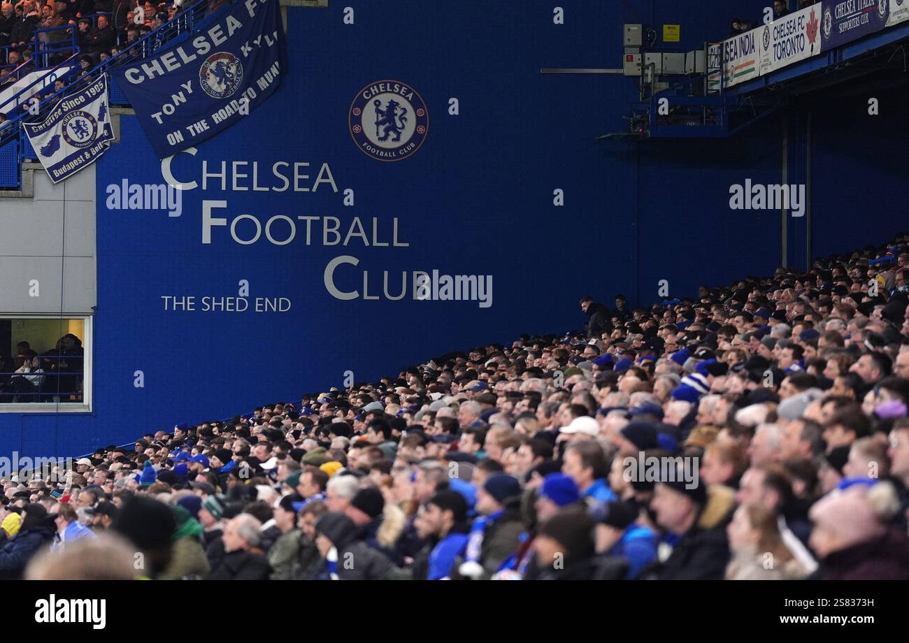 Chelsea fans during the Premier League match at Stamford Bridge, London ...