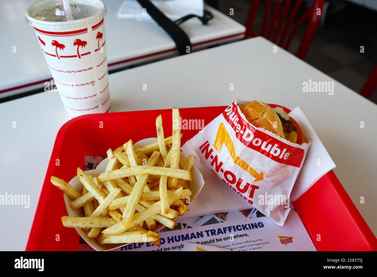 Los Angeles, California: In-N-Out Burger Double-Double Burger on a Tray ...