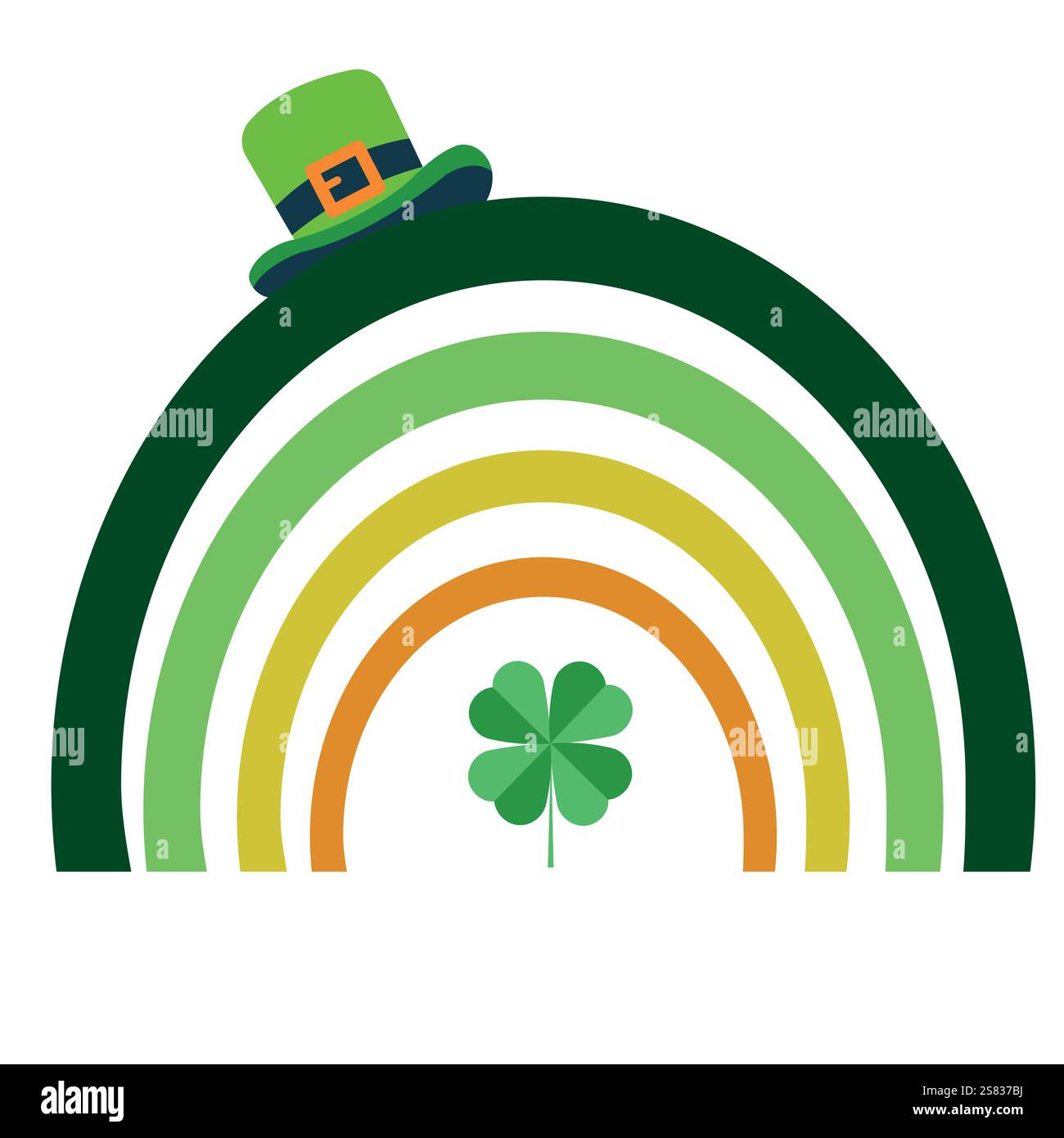 Rainbow, clover leaf and hat. Vector illustration for St. Patrick's Day ...