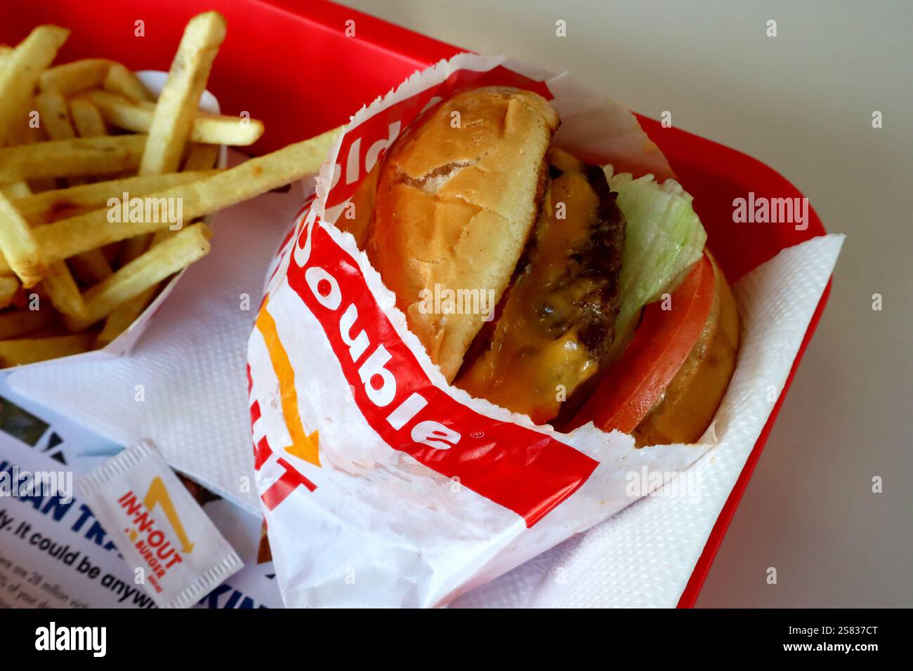 Los Angeles, California: In-N-Out Burger Double-Double Burger on a Tray ...