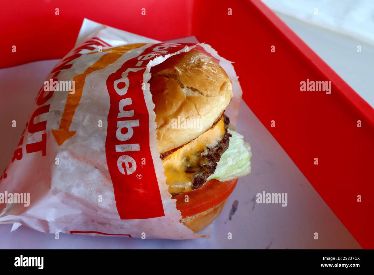 Los Angeles, California: In-N-Out Burger Double-Double Burger on a Tray ...