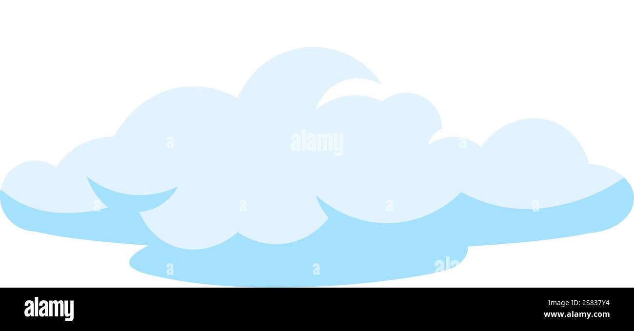 Cartoon cloud featuring a light blue hue and smooth edges, floating ...