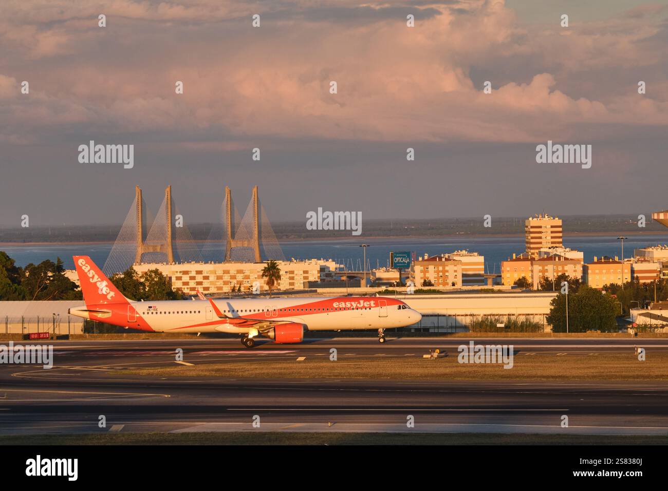 easyJet Airbus A321-251NX passenger plane taxi on runway in Humberto ...