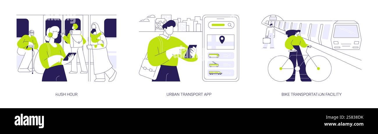Public transport facilities abstract concept vector illustrations Stock ...