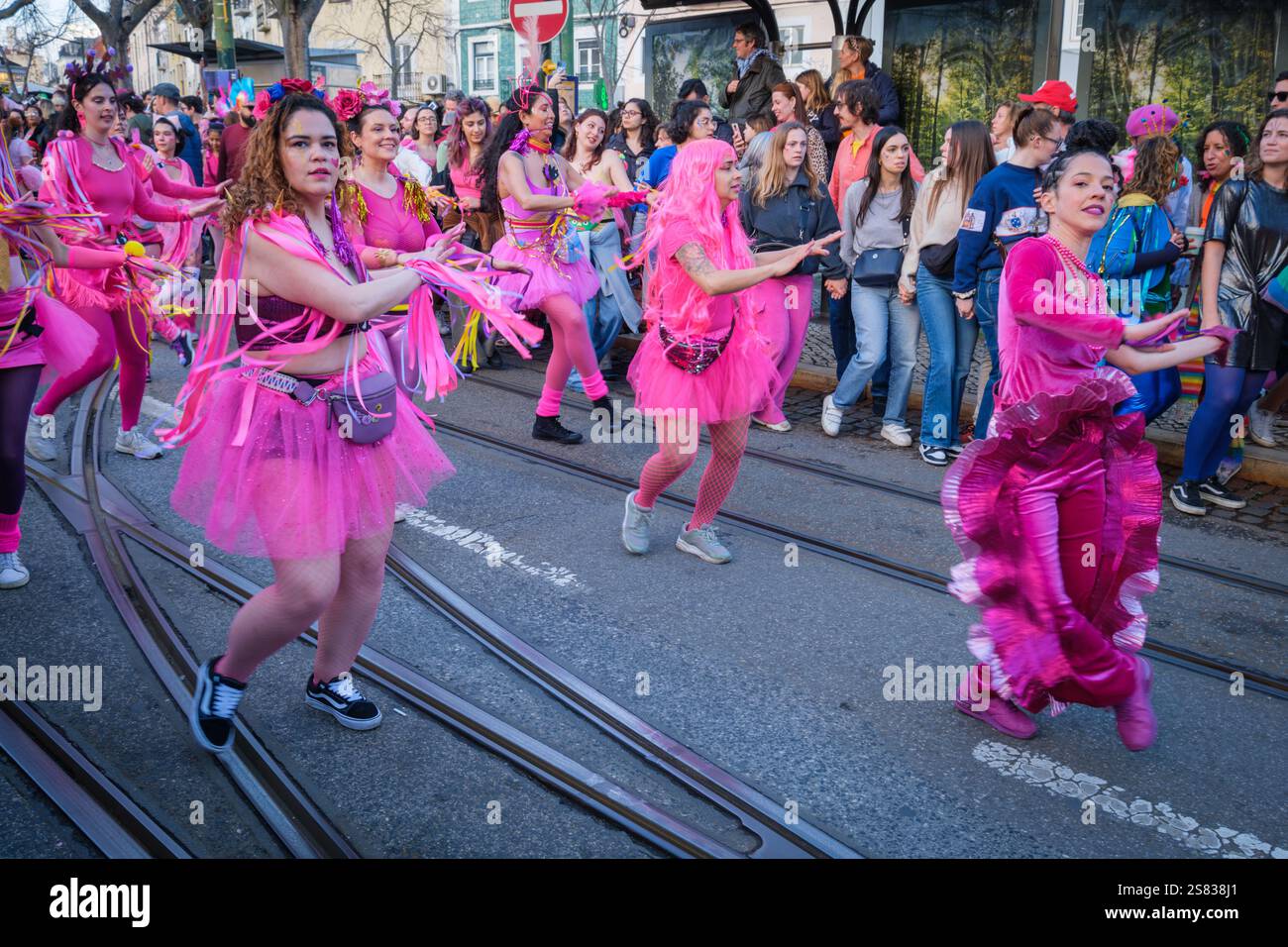 Carnival parade in streets of Lisbon by artistic collective Clandestine ...
