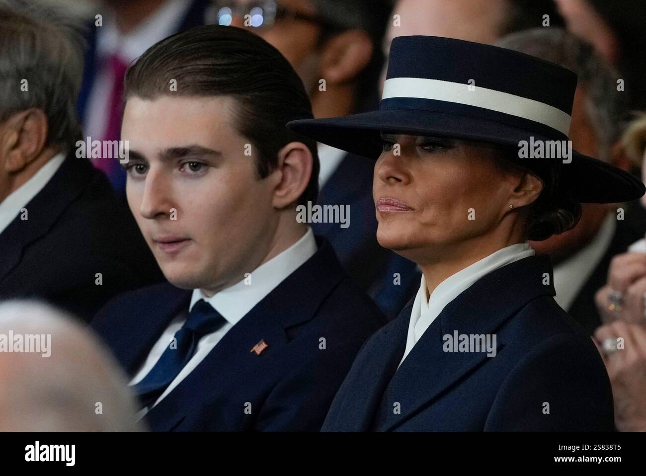 Washington, United States. 20th Jan, 2025. Barron Trump and first lady ...