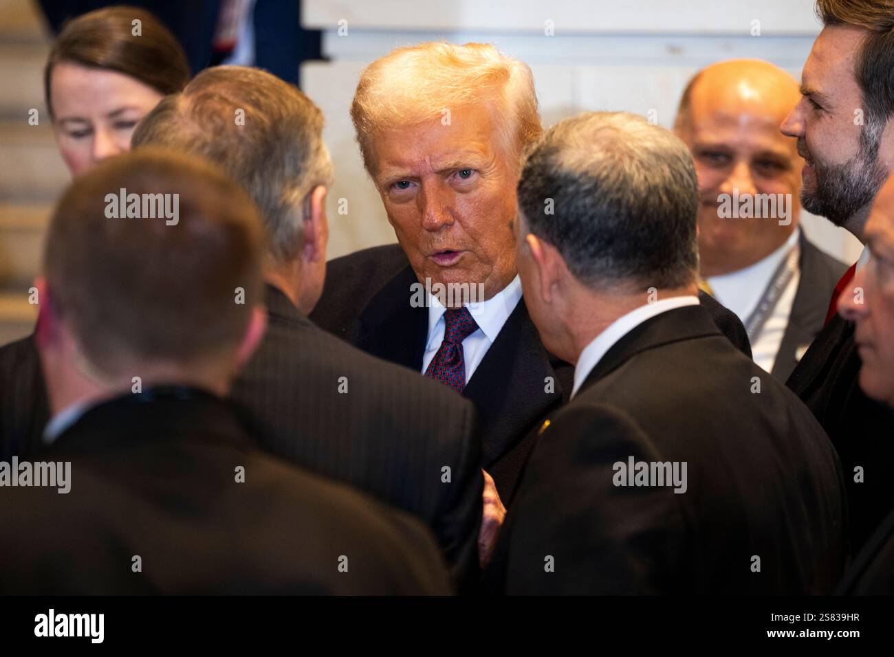 Washington, DC. 20th Jan, 2025. President Donald Trump speaks with Rep ...