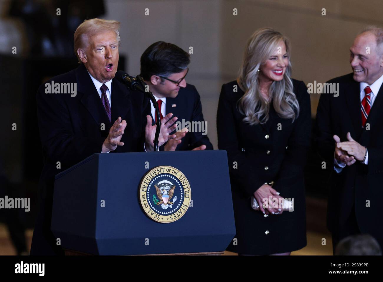 President Donald Trump, House Speaker Mike Johnson (R-LA) his wife ...