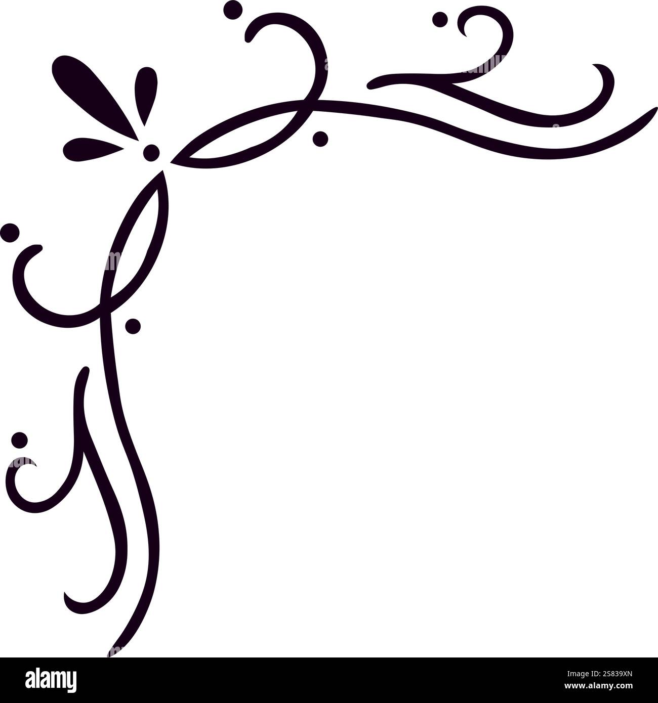 Decorative corner flourish featuring intricate swirls, delicate dots ...