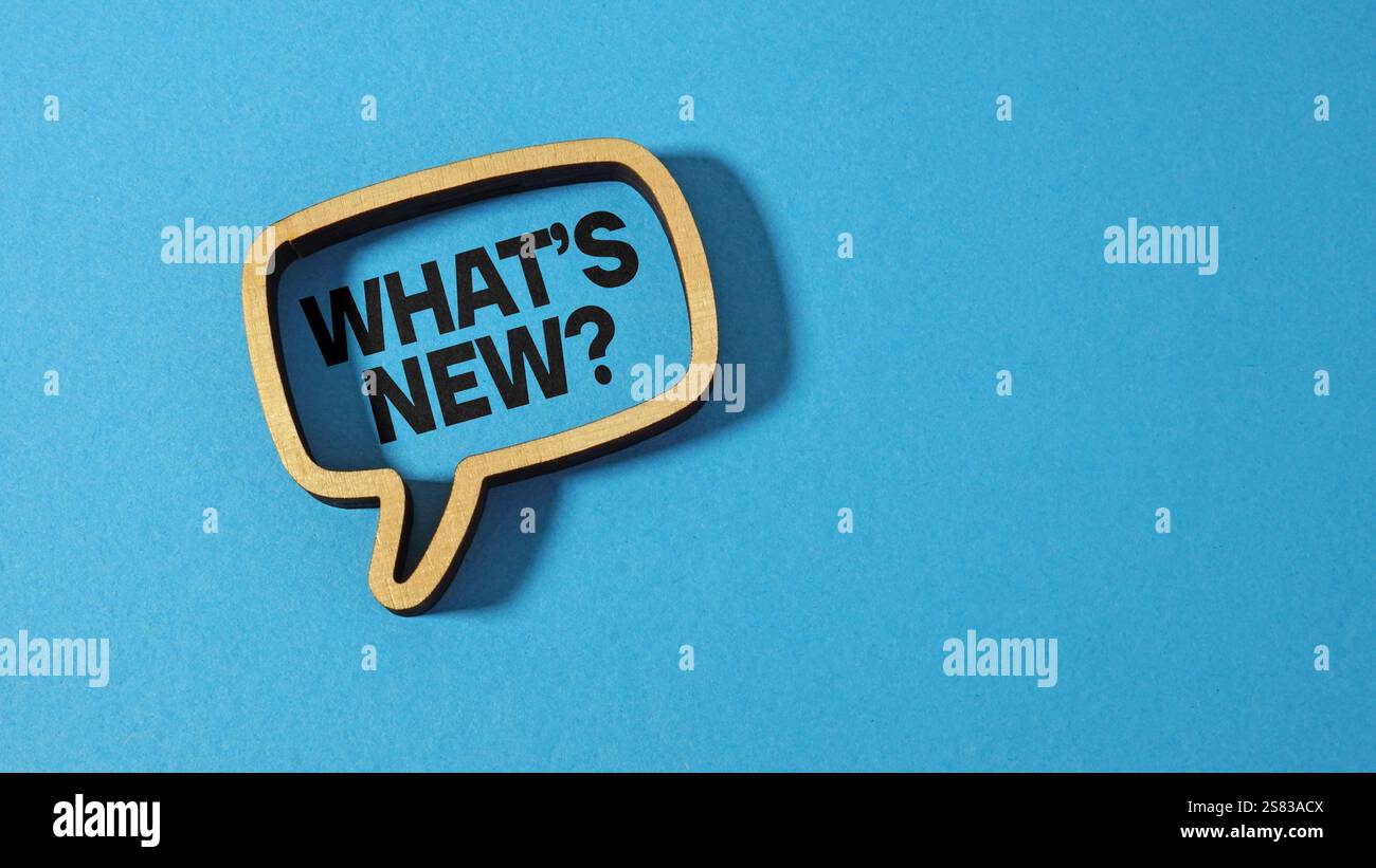 Speech bubble with the phrase What is new. Curiosity and communication ...