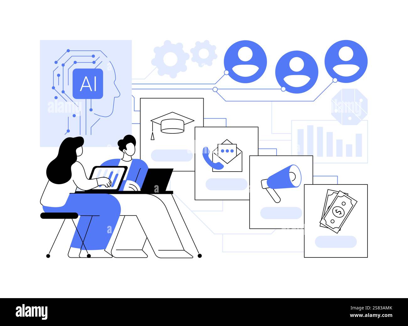 AI-Enhanced Lead Nurturing abstract concept vector illustration Stock ...