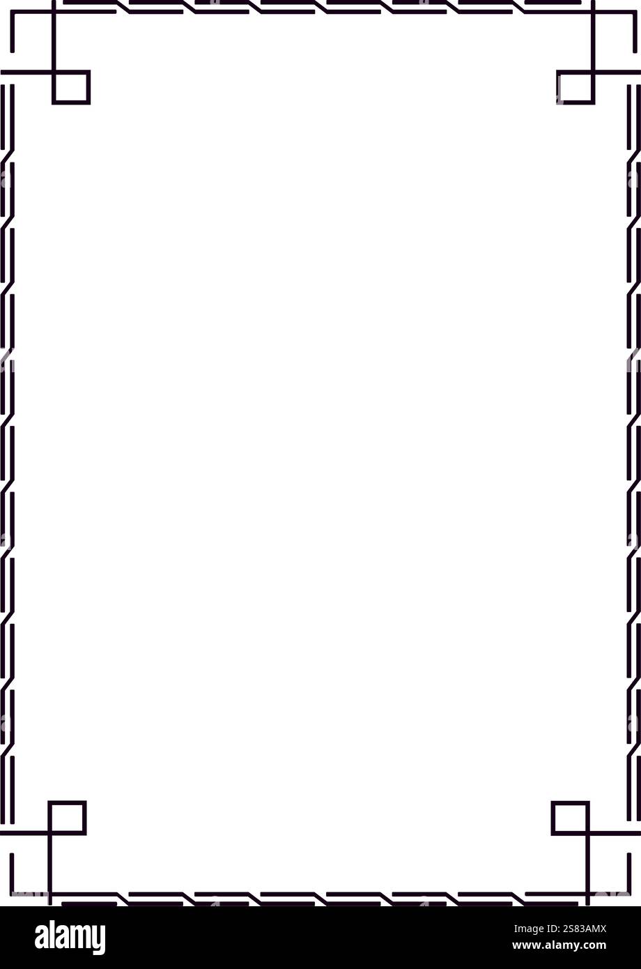 Black geometric pattern forming a rectangular frame with stepped edges ...