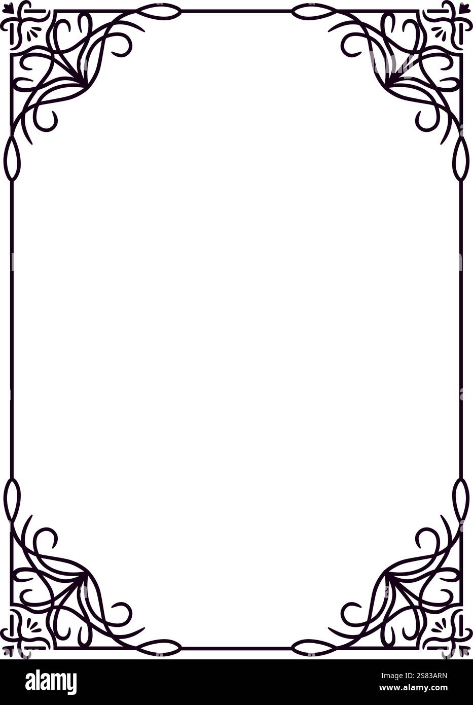 Rectangular frame featuring intricate floral corner decorations ...
