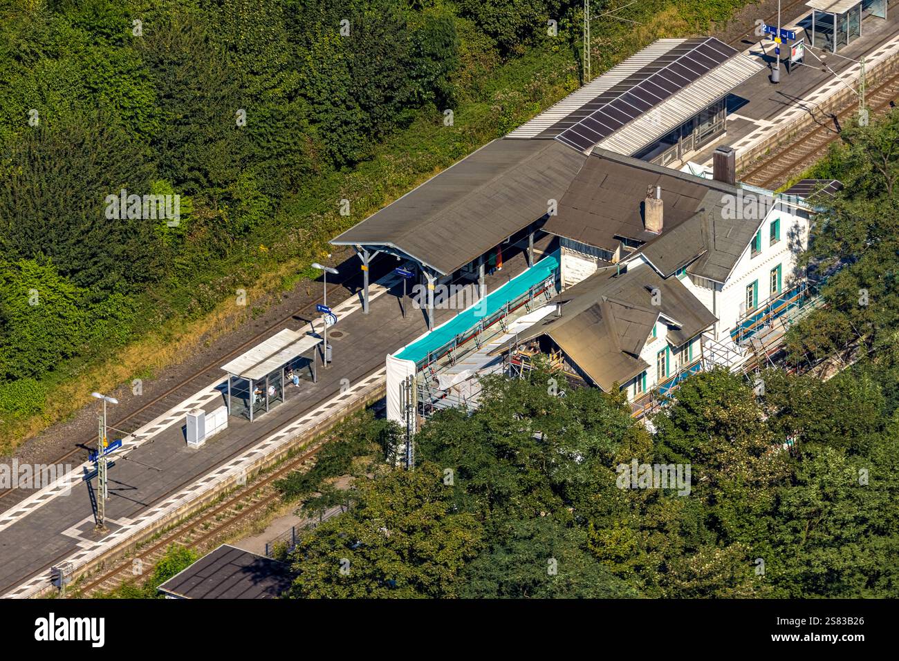 Aerial view, Ennepetal railroad station, construction site and ...