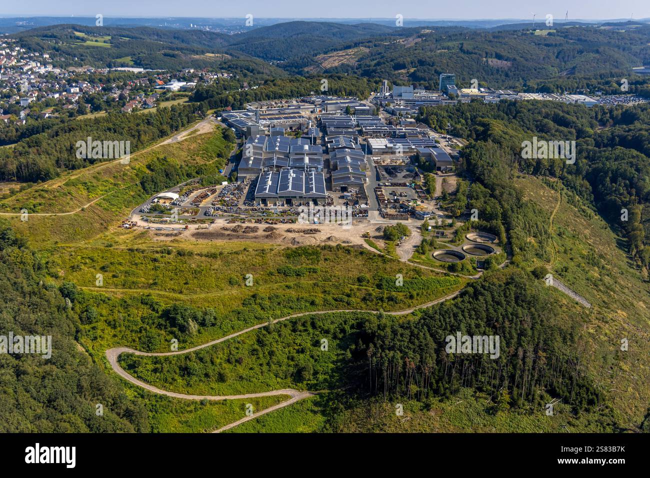 Aerial view, Siegfried Jacob Metallwerke GmbH factory premises with ...