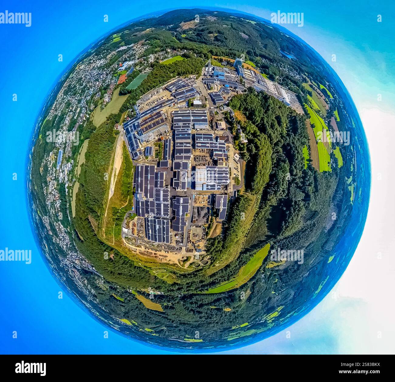 Aerial photo, Dorma Siegfried Jacob Metallwerke GmbH with solar roof ...