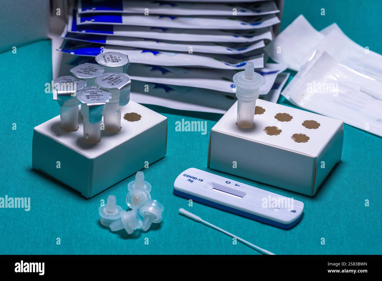 Complete COVID-19 Antigen Testing Kit Display Stock Photo - Alamy