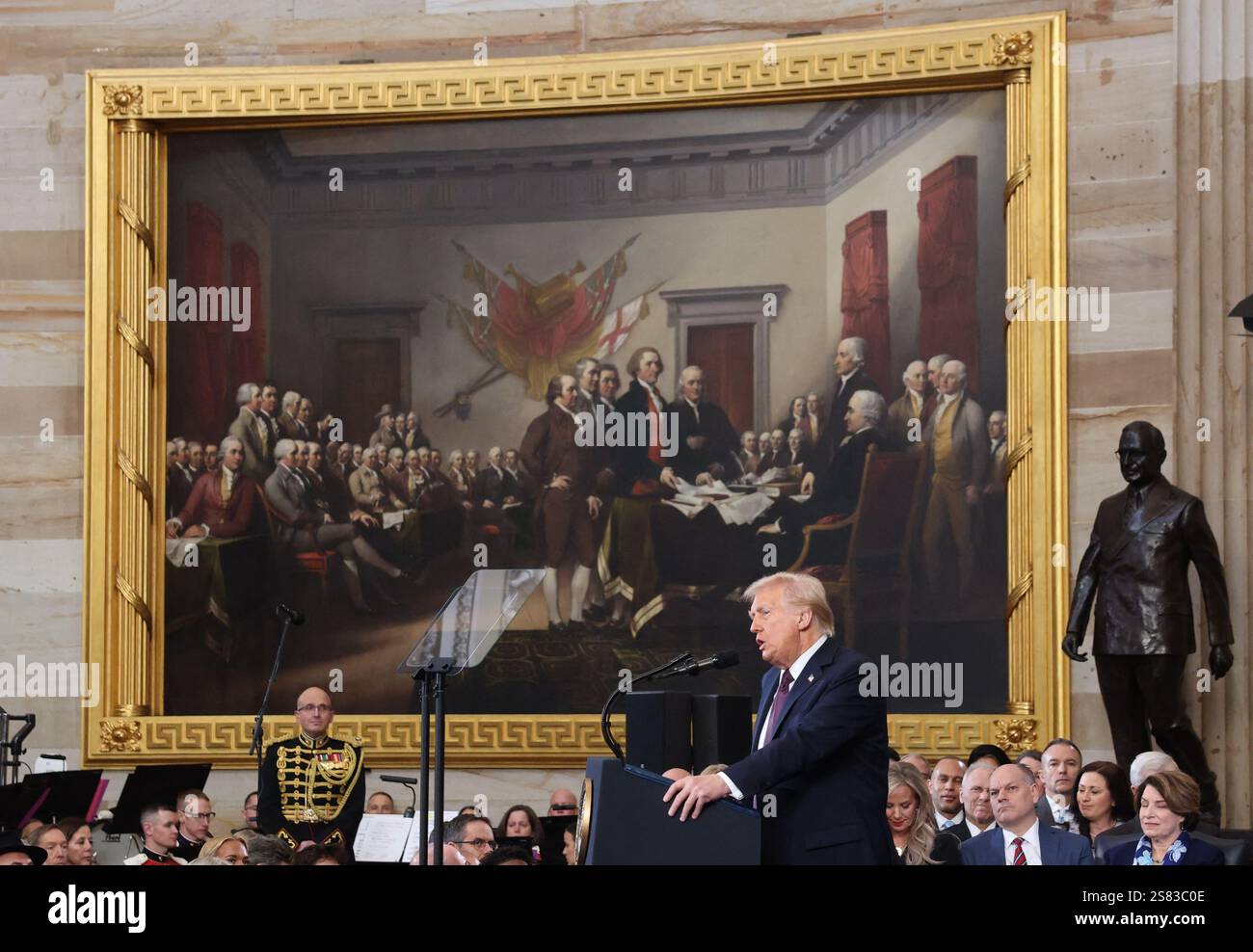U.S. President Donald Trump speaks after being sworn in on the day of ...