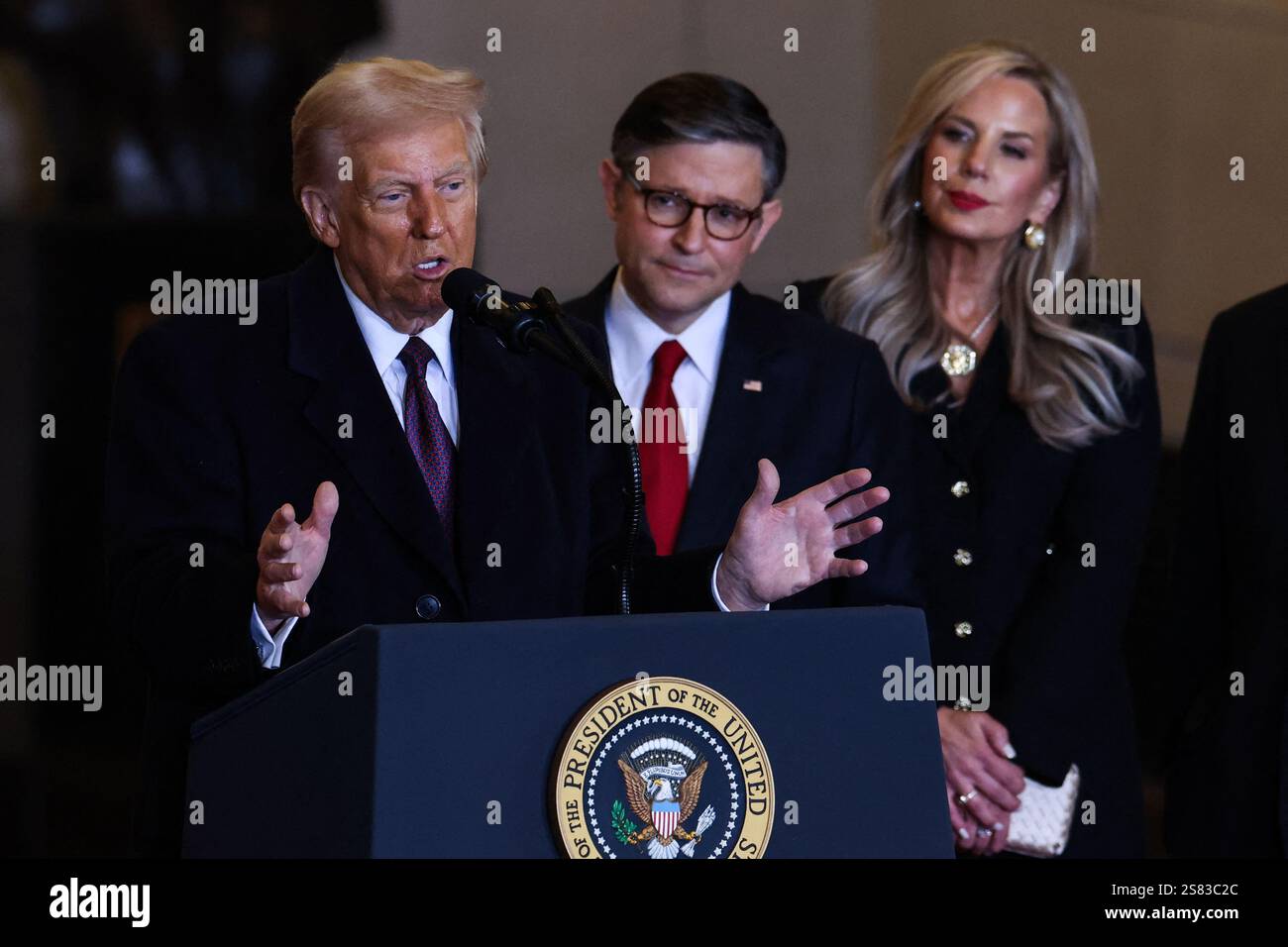 President Donald Trump, House Speaker Mike Johnson (R-LA) his wife ...