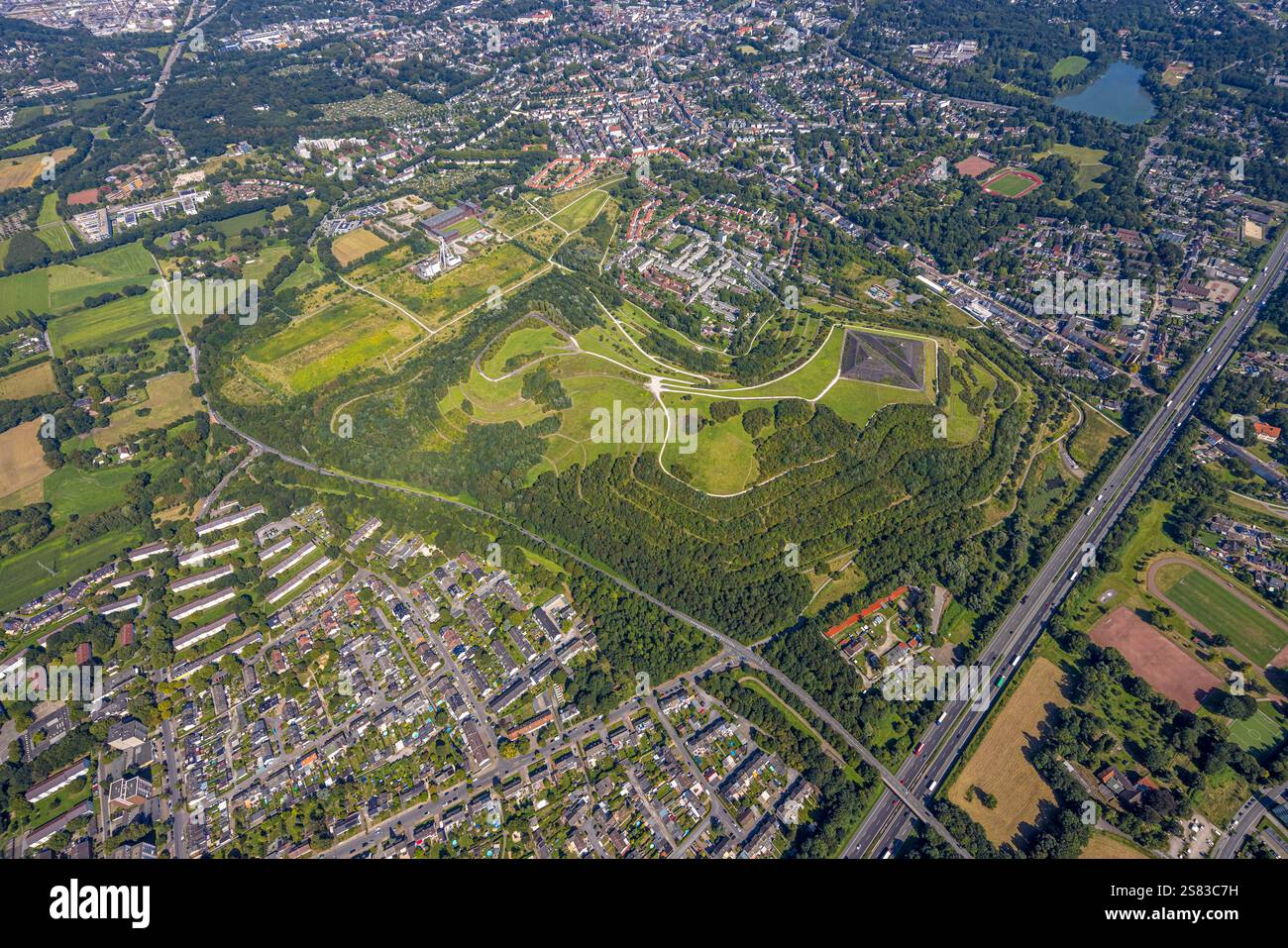 Aerial view, Rungenberg slagheap, also known as Rungenberghalde, with ...