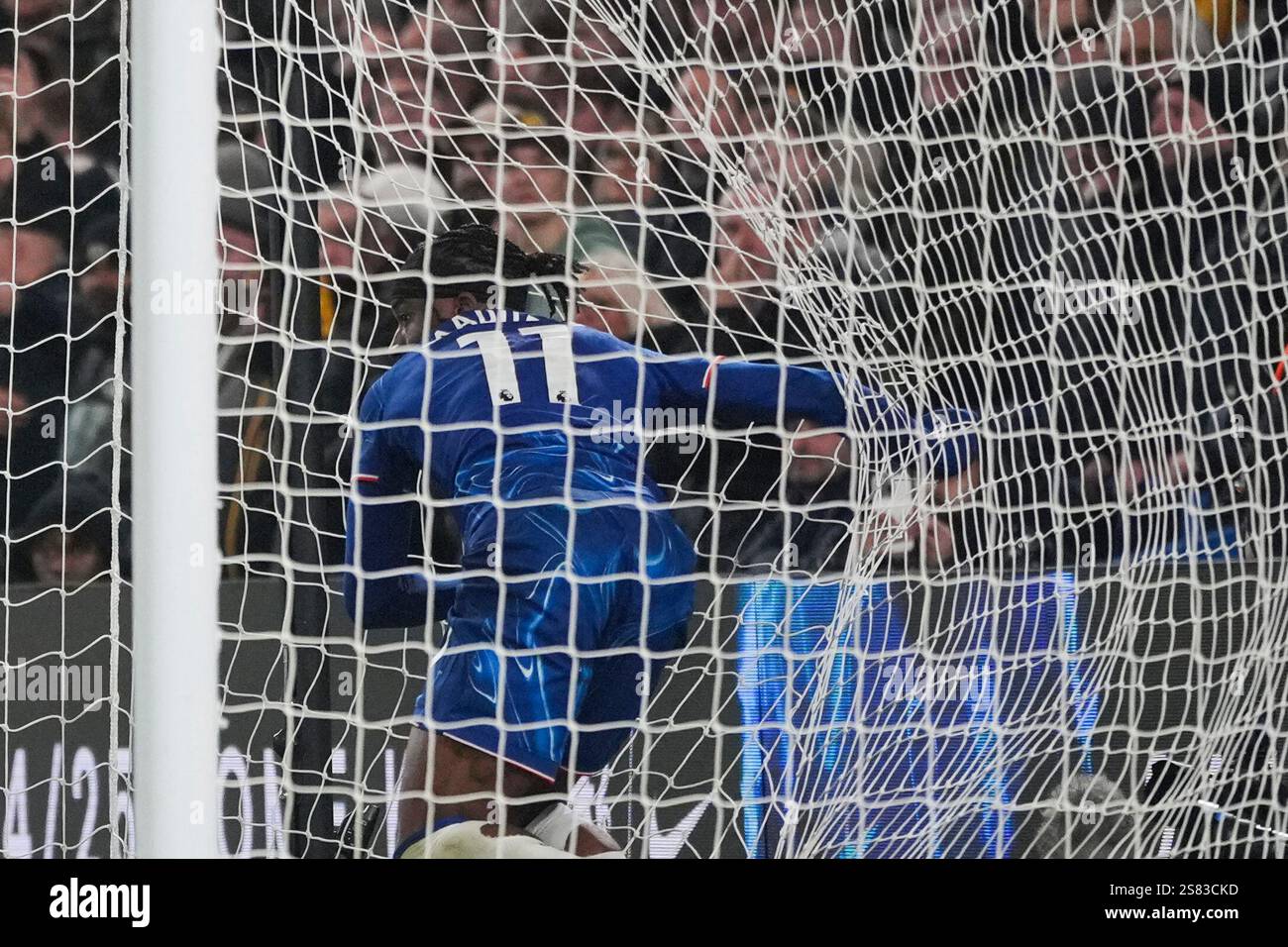 Chelsea's Noni Madueke celebrates after scoring his side's third goal ...