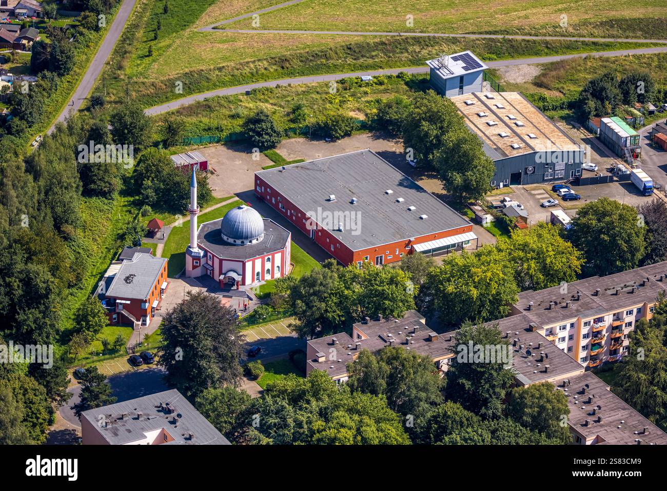 Aerial view, DITIB GE-Hassel Al-Aksa Camii Mosque, Hassel ...