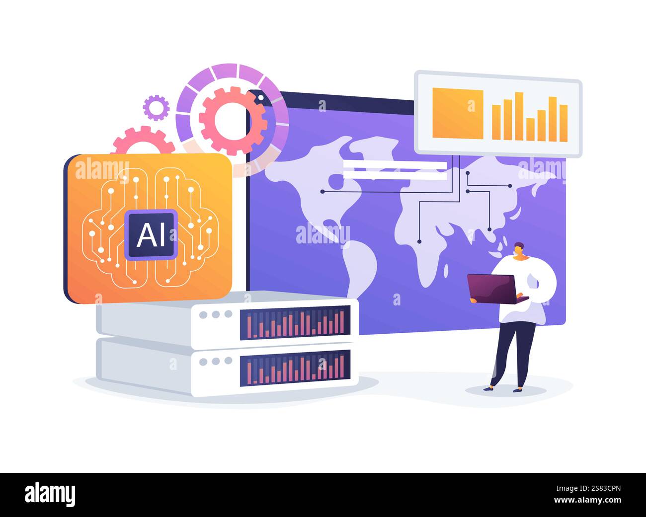 AI-Supported Predictive Modeling abstract concept vector illustration ...