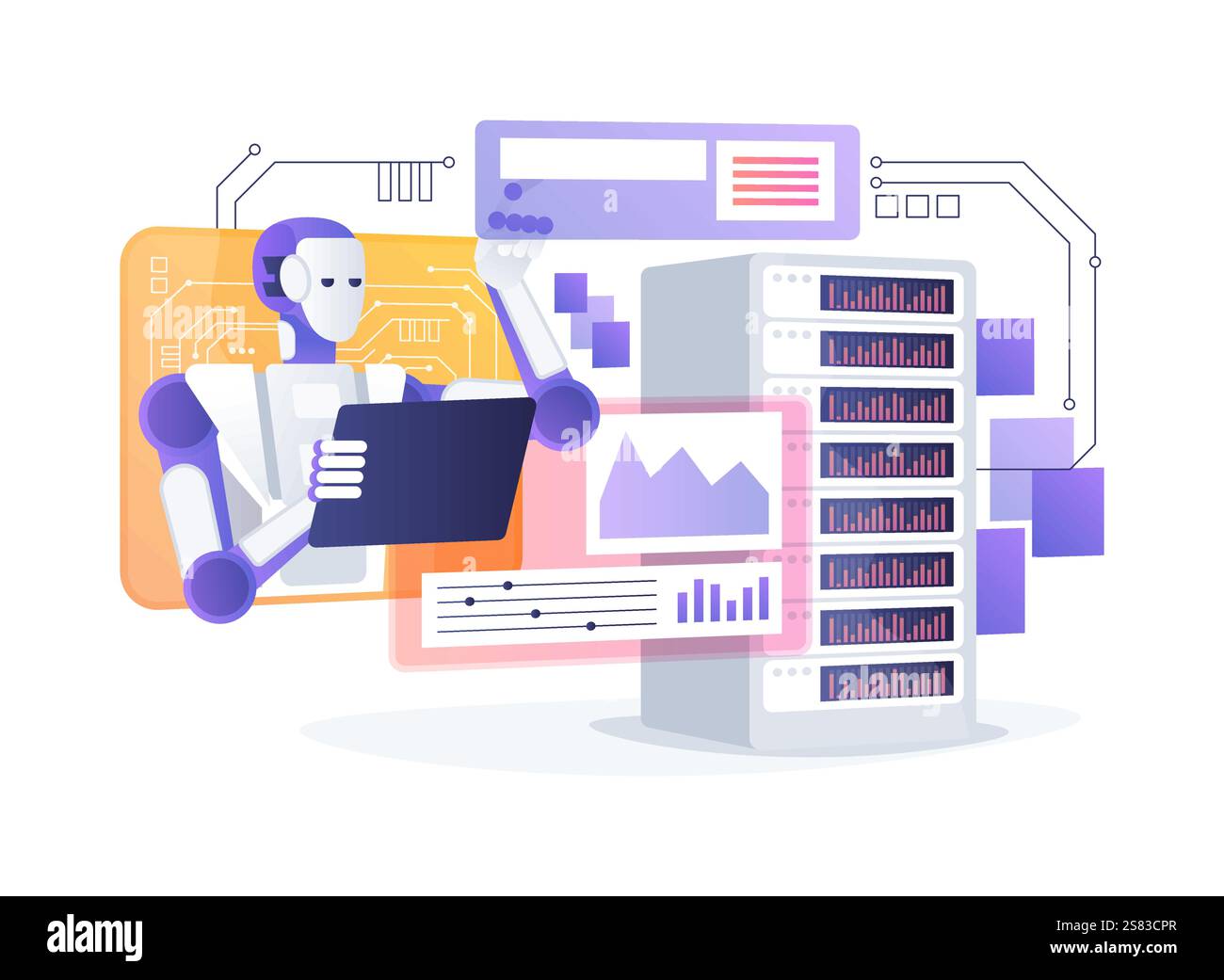 AI-Enhanced Data Analytics abstract concept vector illustration Stock ...