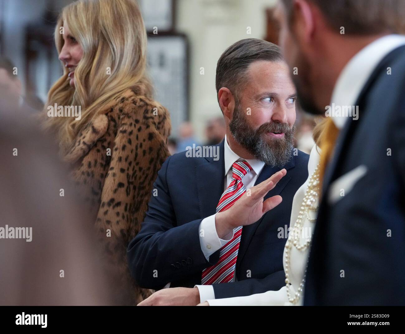 New Texas House Speaker DUSTIN BURROWS waves to a guest during ...