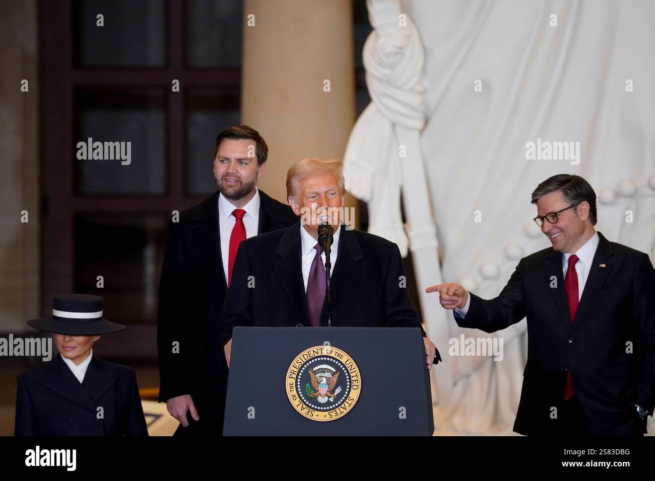 US First Lady Melania Trump, from left, Vice President JD Vance ...
