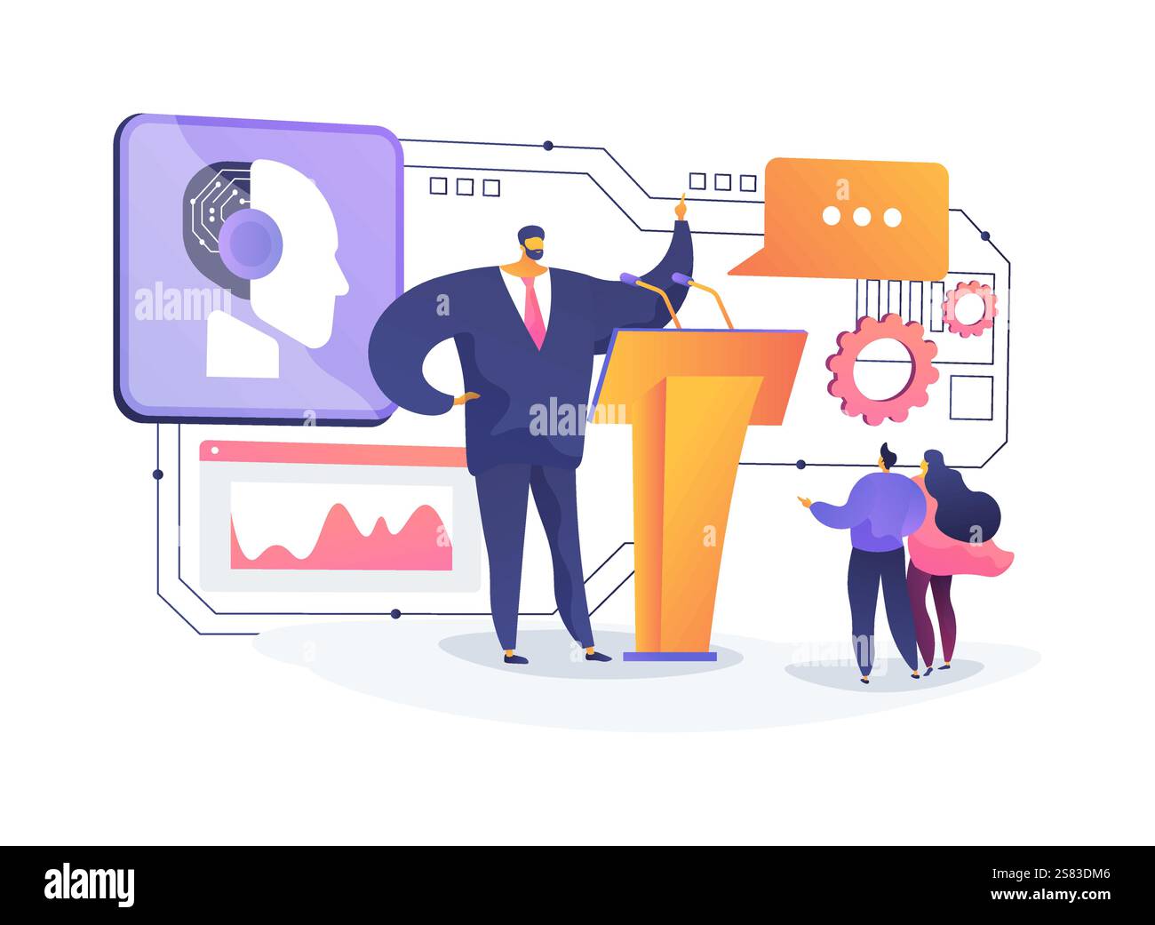 AI-Enhanced Political PR abstract concept vector illustration Stock ...