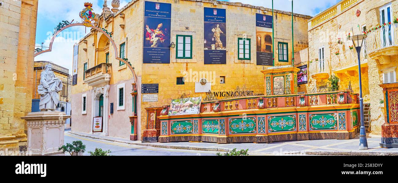 RABAT, MALTA - JUNE 16, 2018: Panorama of historical Wignacourt ...