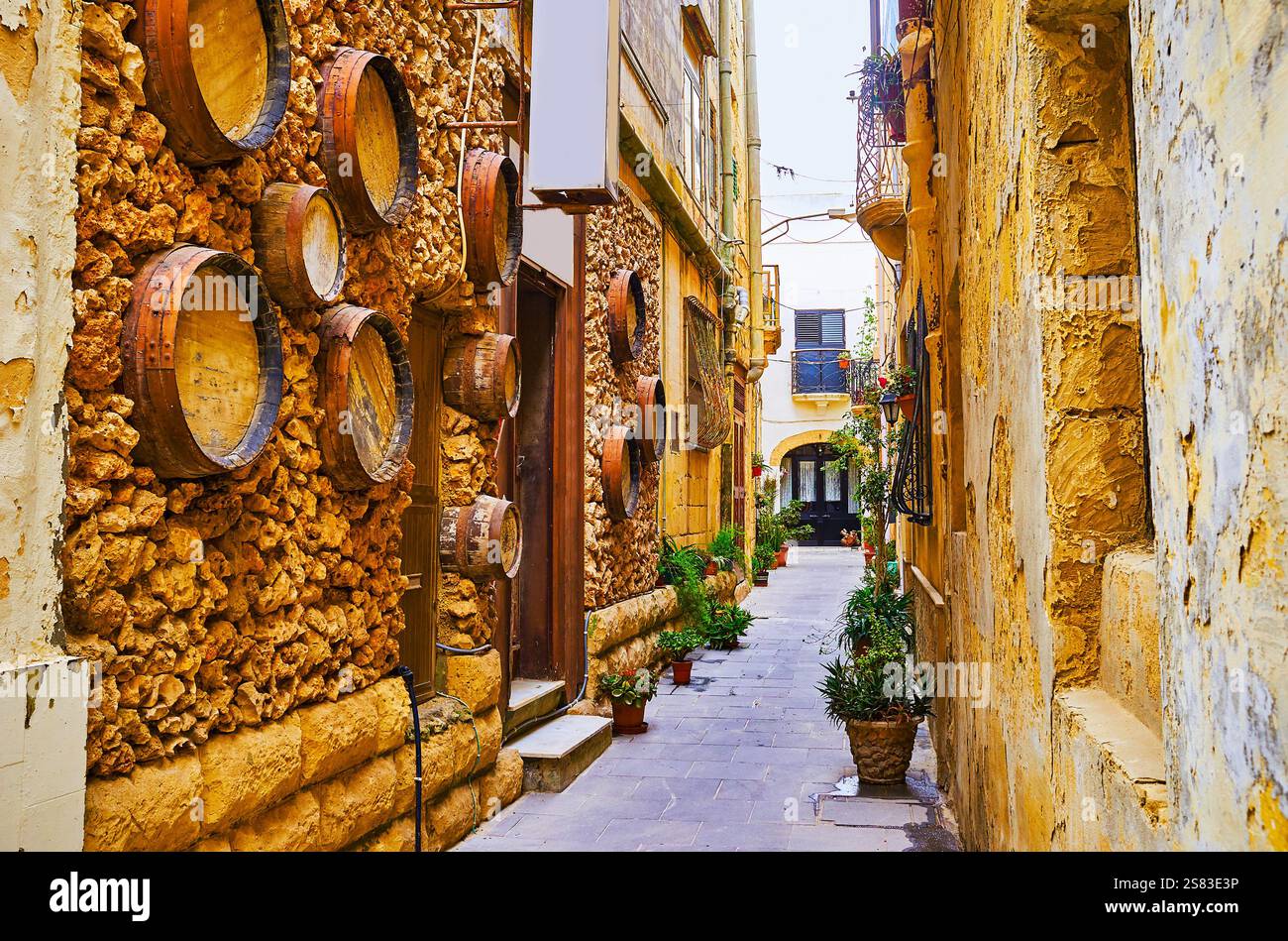 The wine bar in the narrow backstreet of Rabat is decorated with old ...
