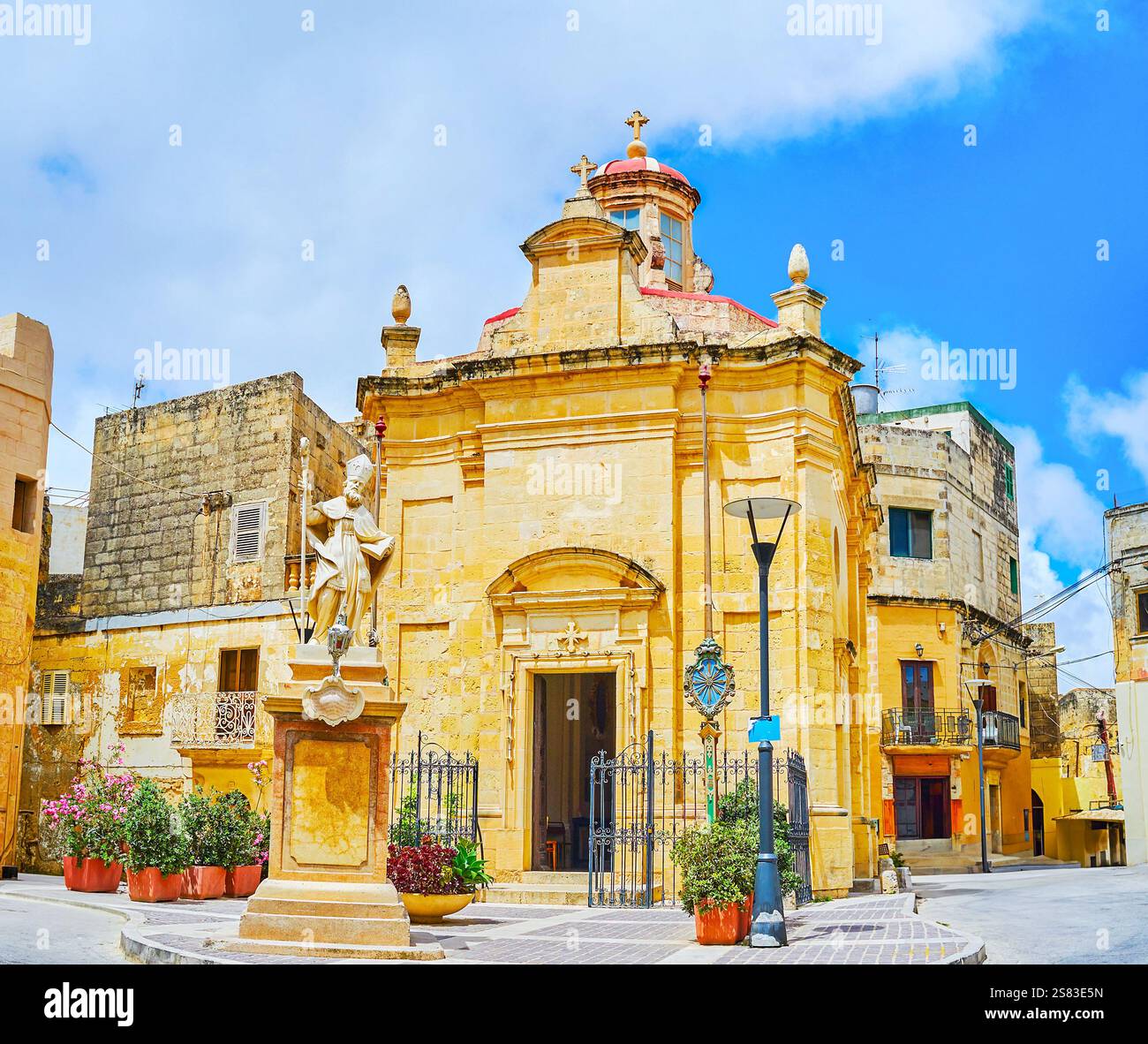 The facade of small St Cataldus Church, located in old town of Rabat ...