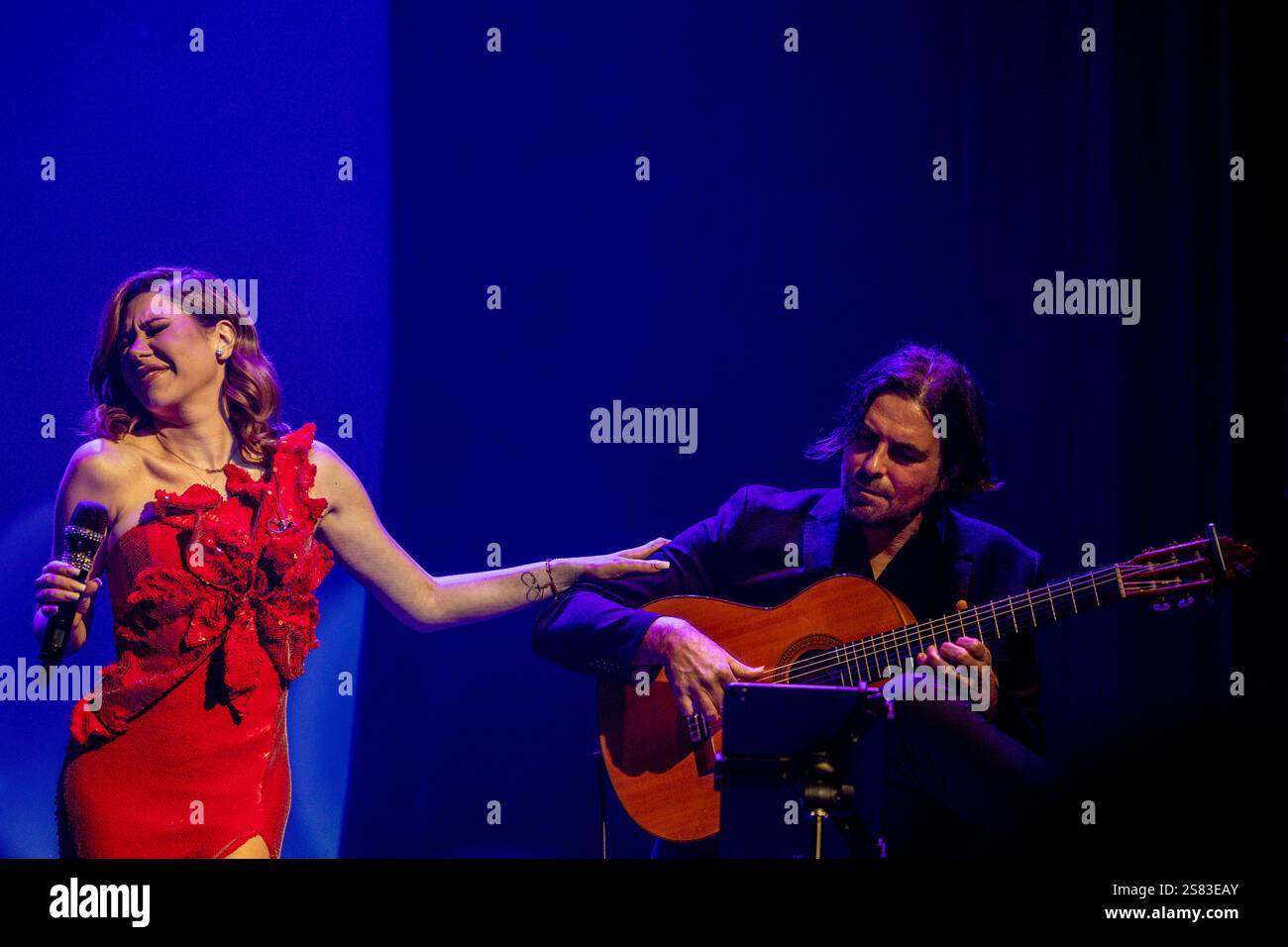 The singer Tamara, during the concert in Madrid of her tour 'Únicos ...