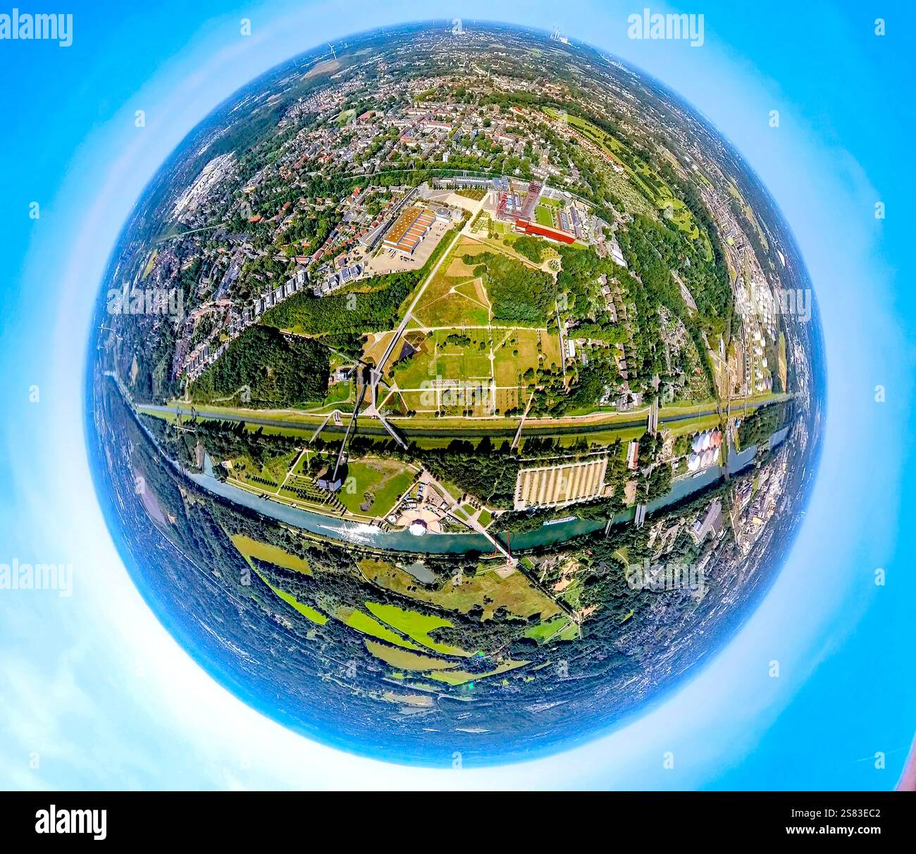 Aerial view, Nordsternpark landscape park, Hercules of Gelsenkirchen ...