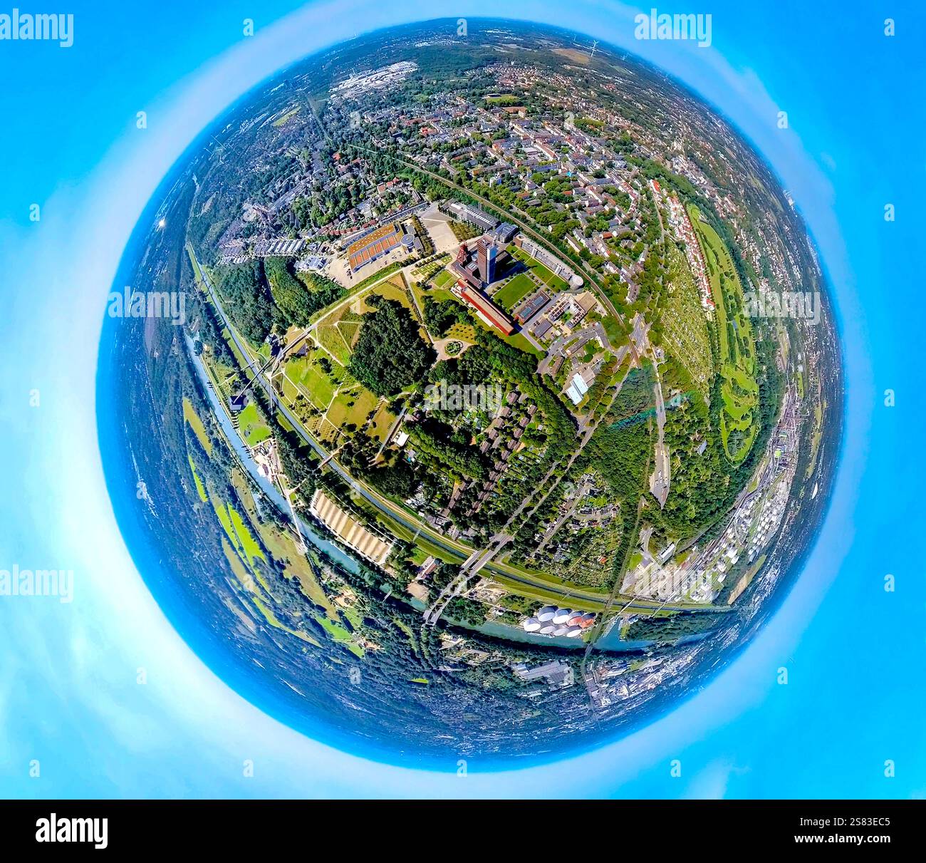 Aerial view, Nordsternpark landscape park, Hercules of Gelsenkirchen ...