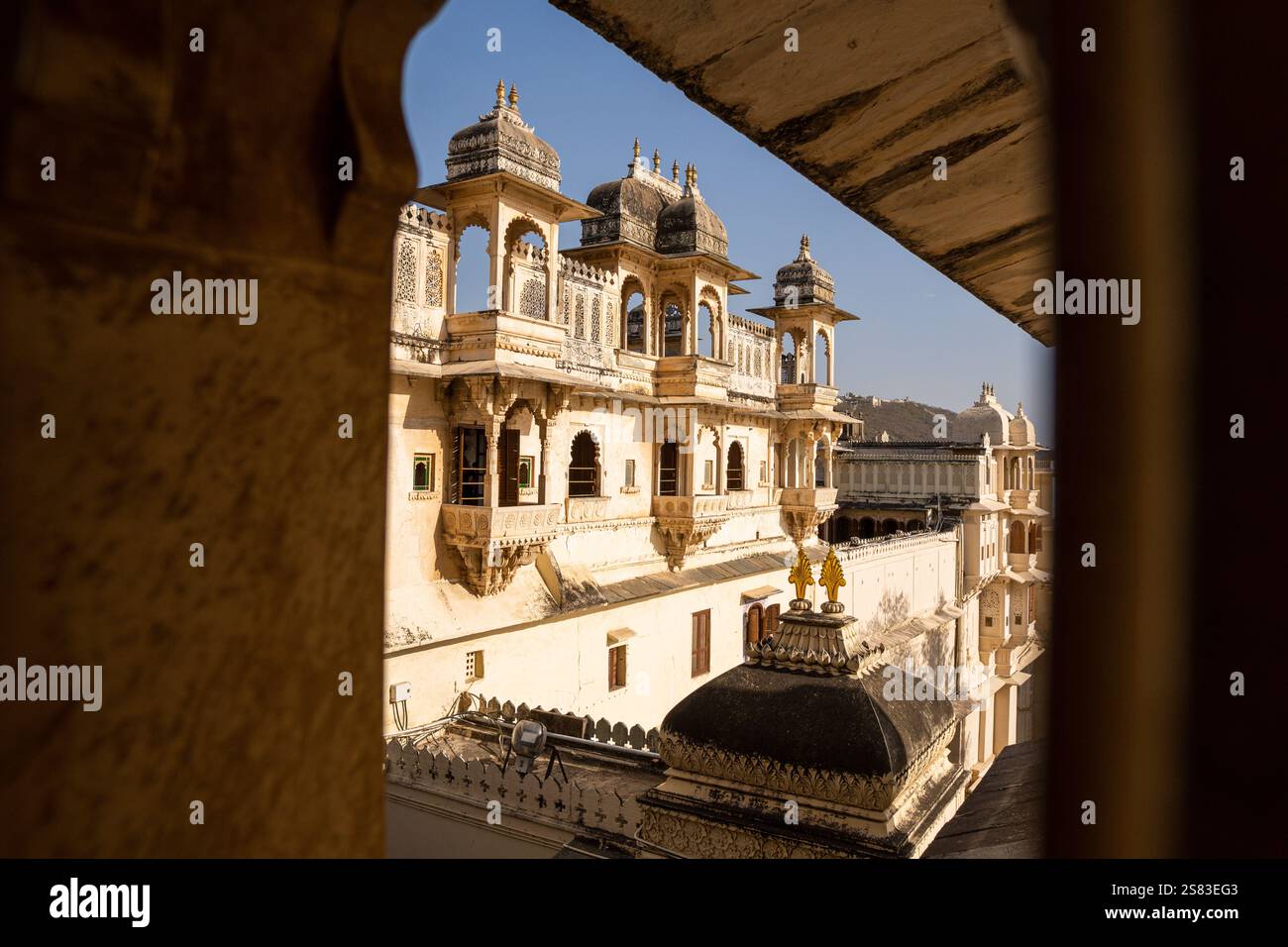 View from the window of Udaipur city fort in Rajasthan, India Stock ...