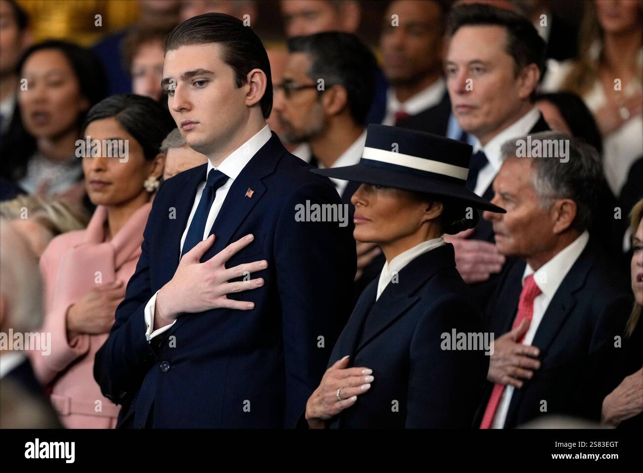 Washington, United States. 20th Jan, 2025. Barron Trump and first lady ...
