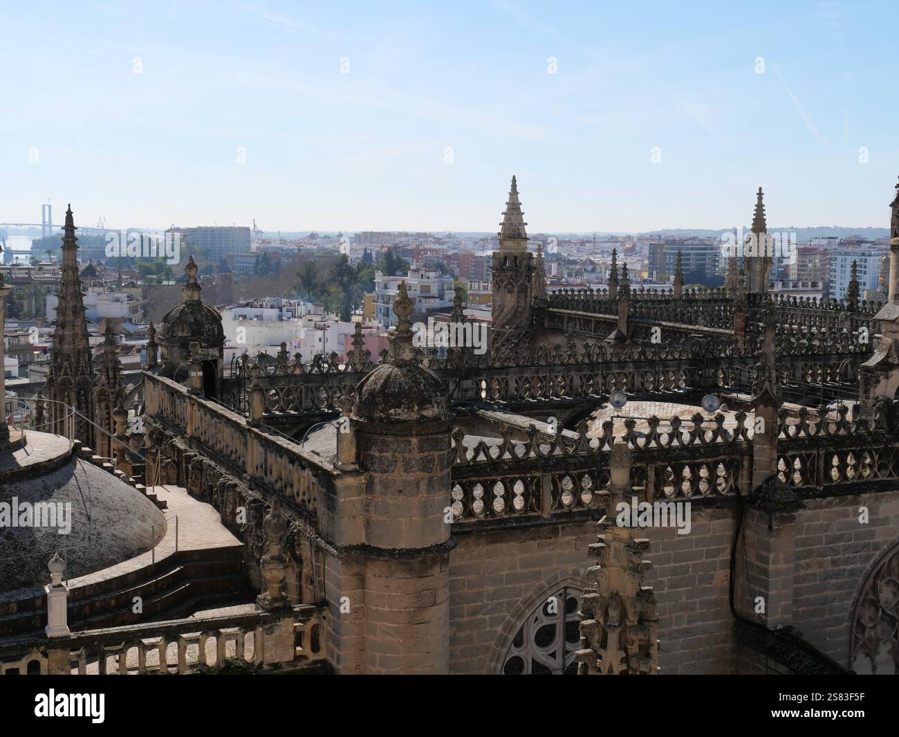 Gothic turrets on the roof of the Cathedral of Maria de la Sede in ...