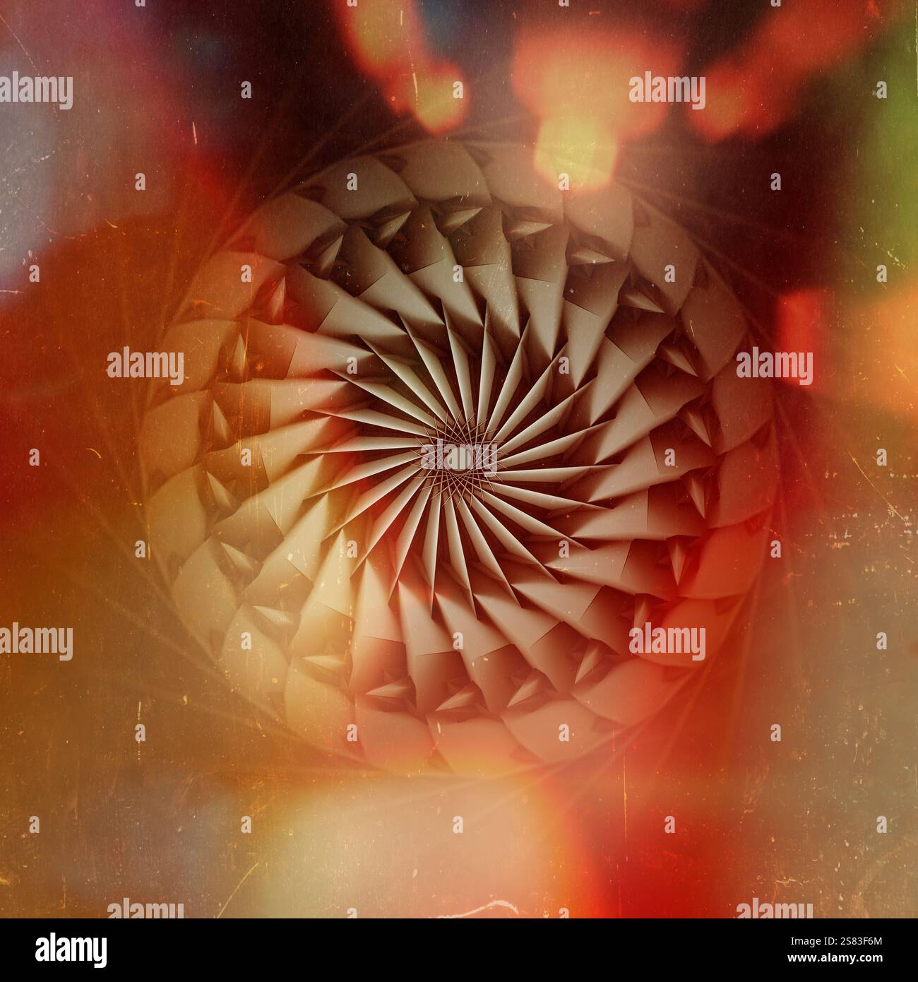 3d render of abstract art with surreal 3d machinery industrial turbine ...