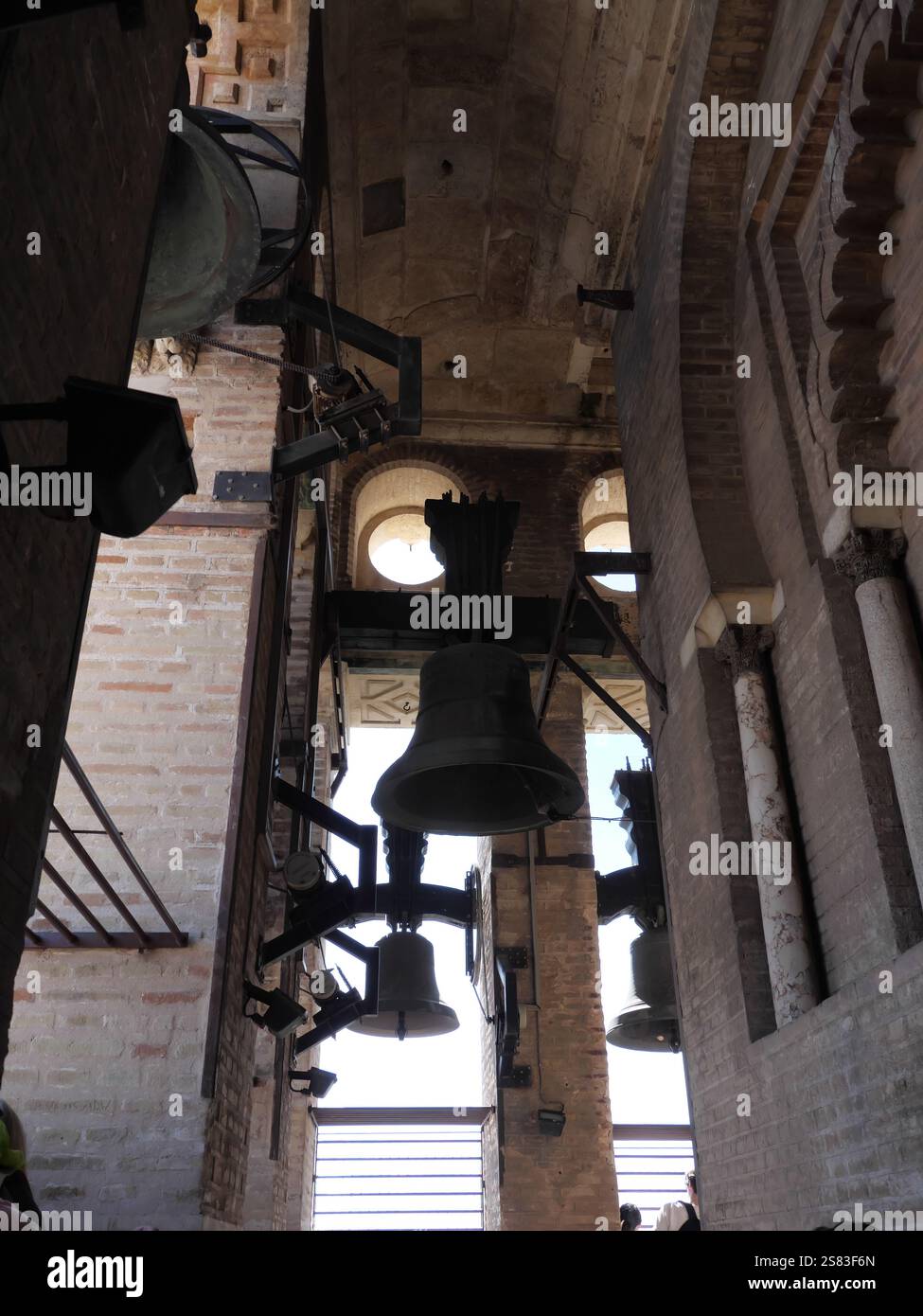 The bells on the La Giralda bell tower of the cathedral in Seville ...