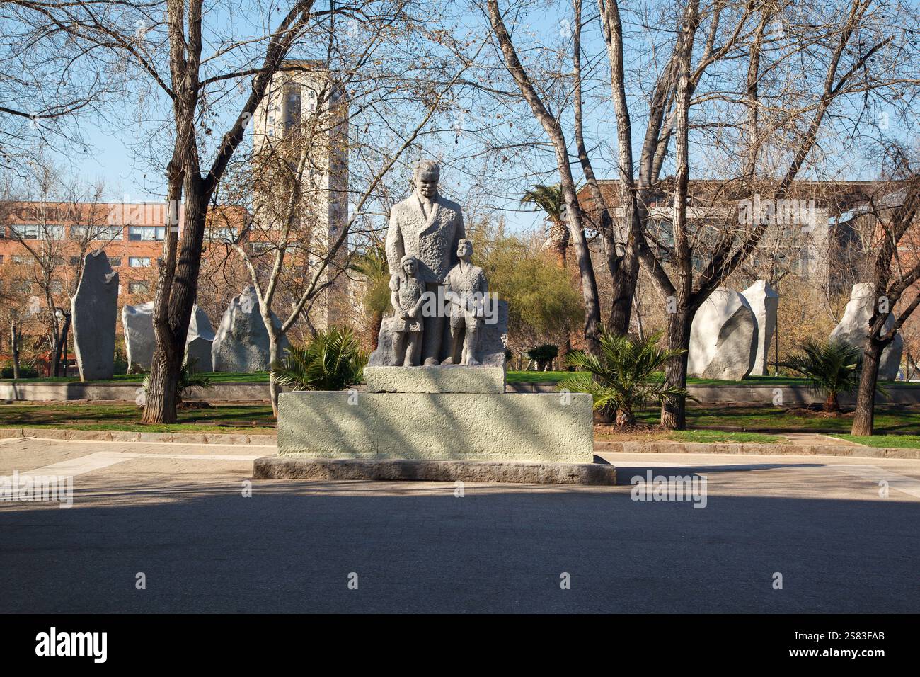 The Pedro Aguirre Cerda monument in the elegant Paseo Bulnes, downtown ...
