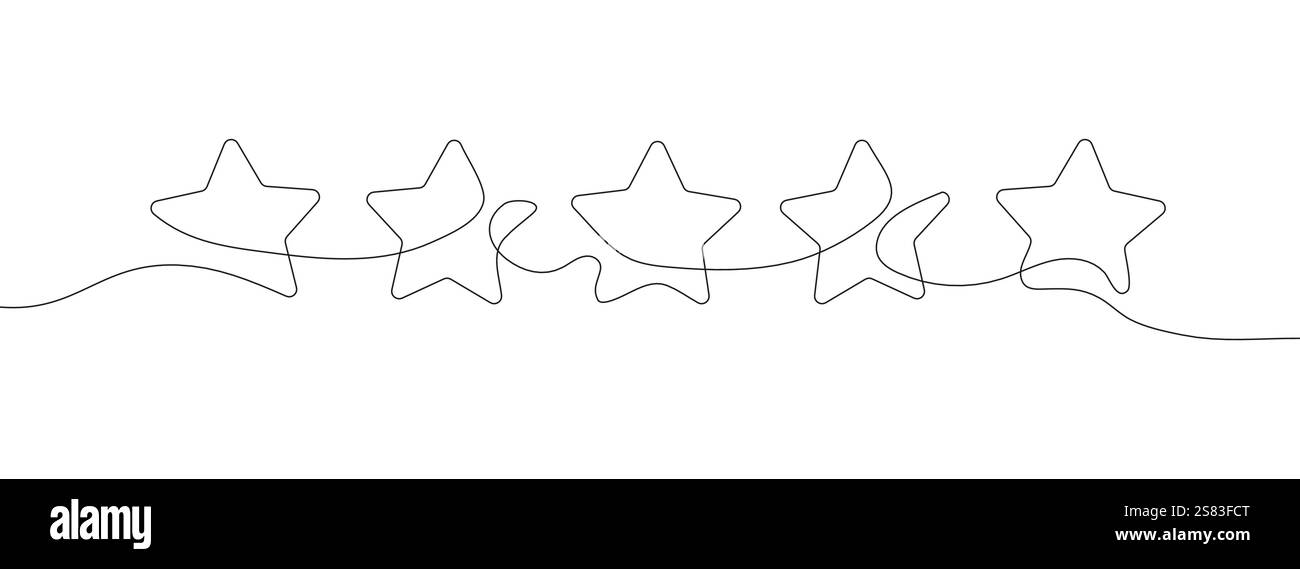 Continuous line illustration of a five-star rating, representing ...