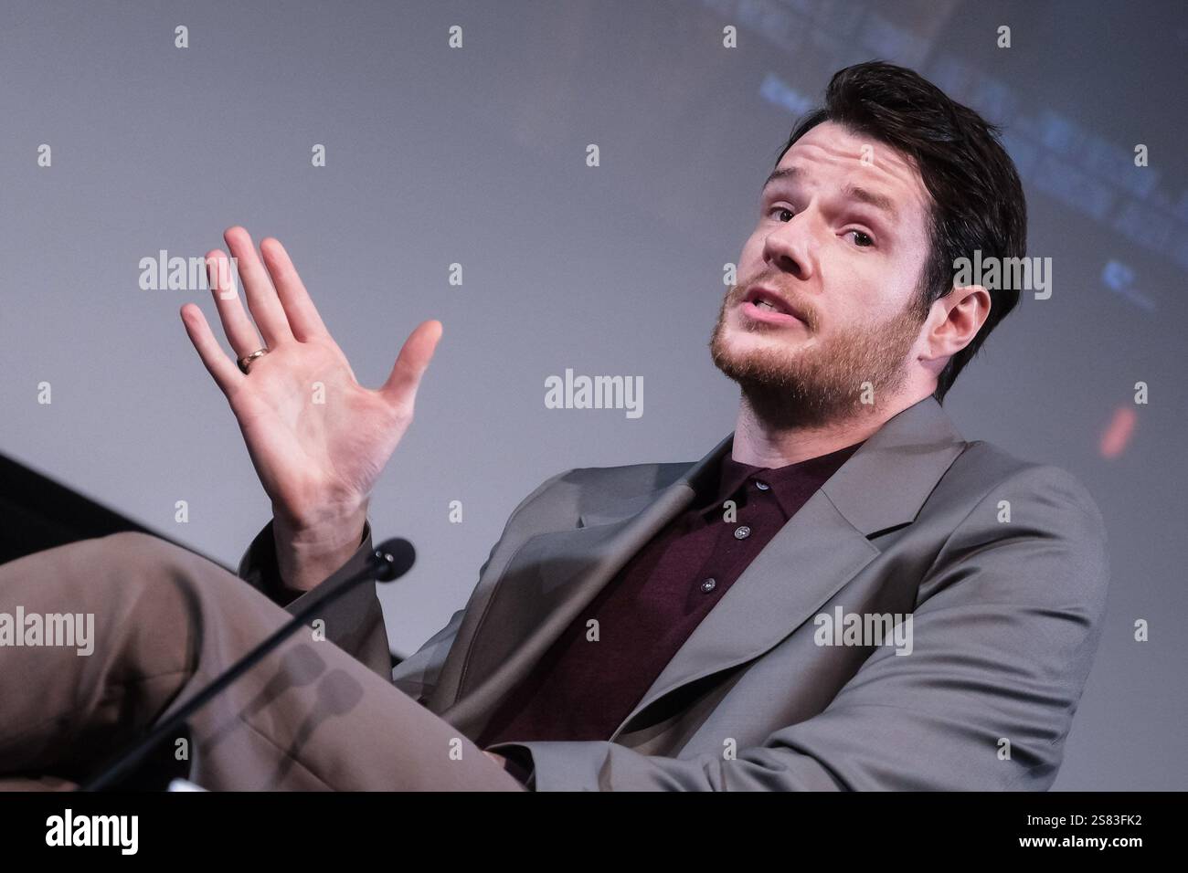 London, UK. 20th Jan, 2025. Connor Swindells on stage at Mark Kermode ...