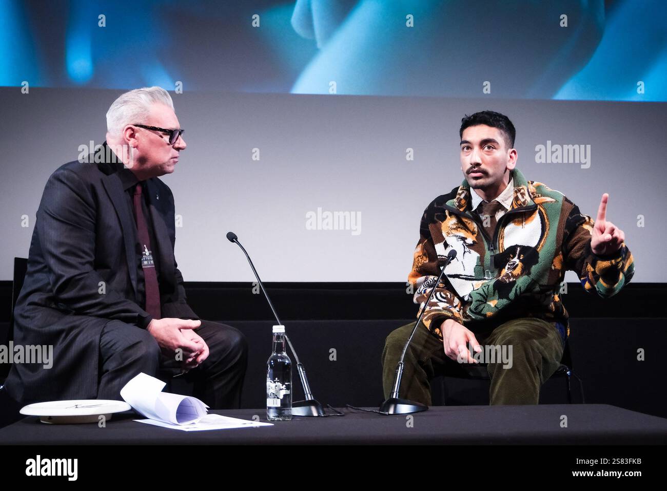 London, UK. 20th Jan, 2025. Nabhaan Rizwaan and Mark Kermode on stage ...