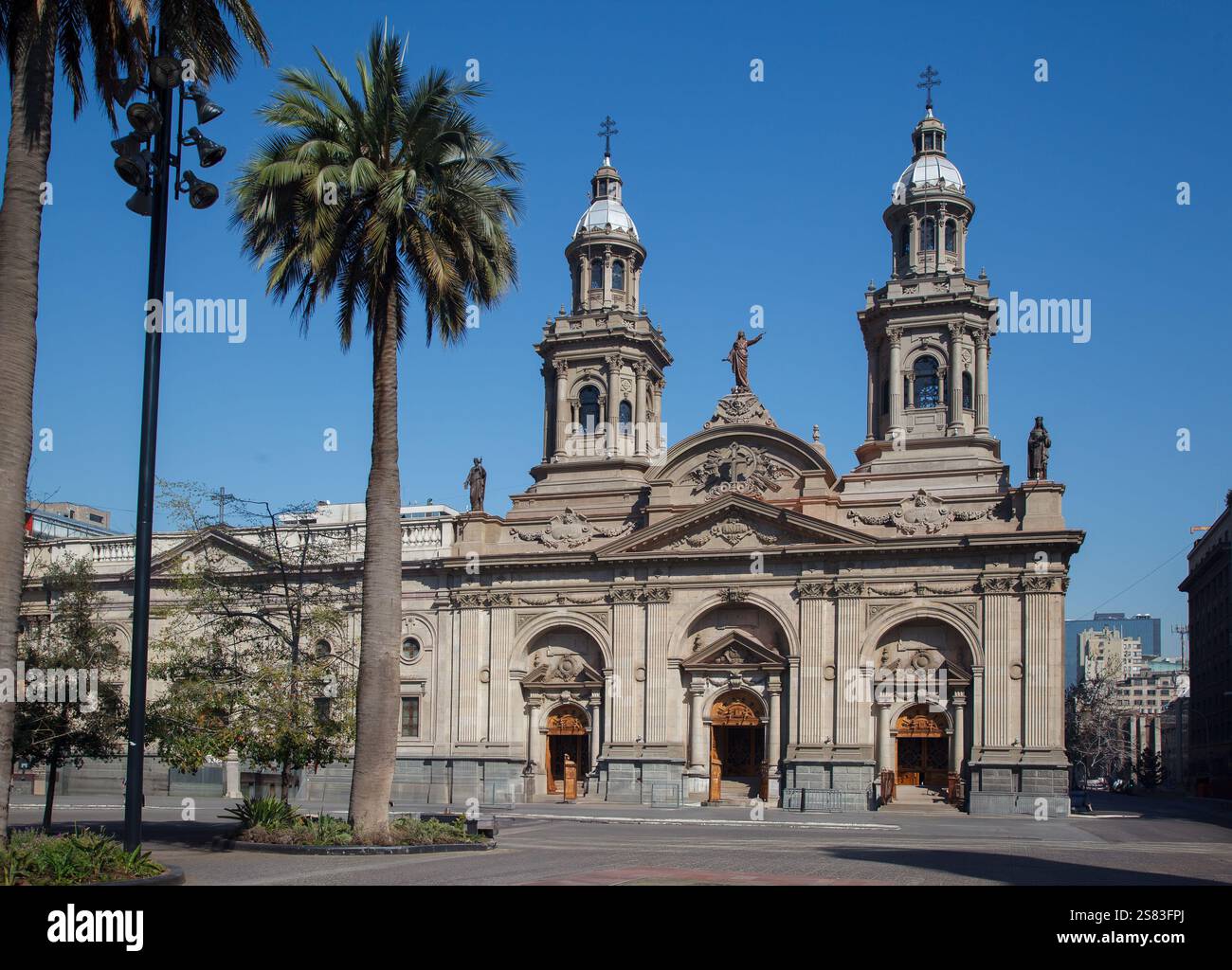 The Cathedral facade with its twin towers in Plaza de Armas, downtown ...