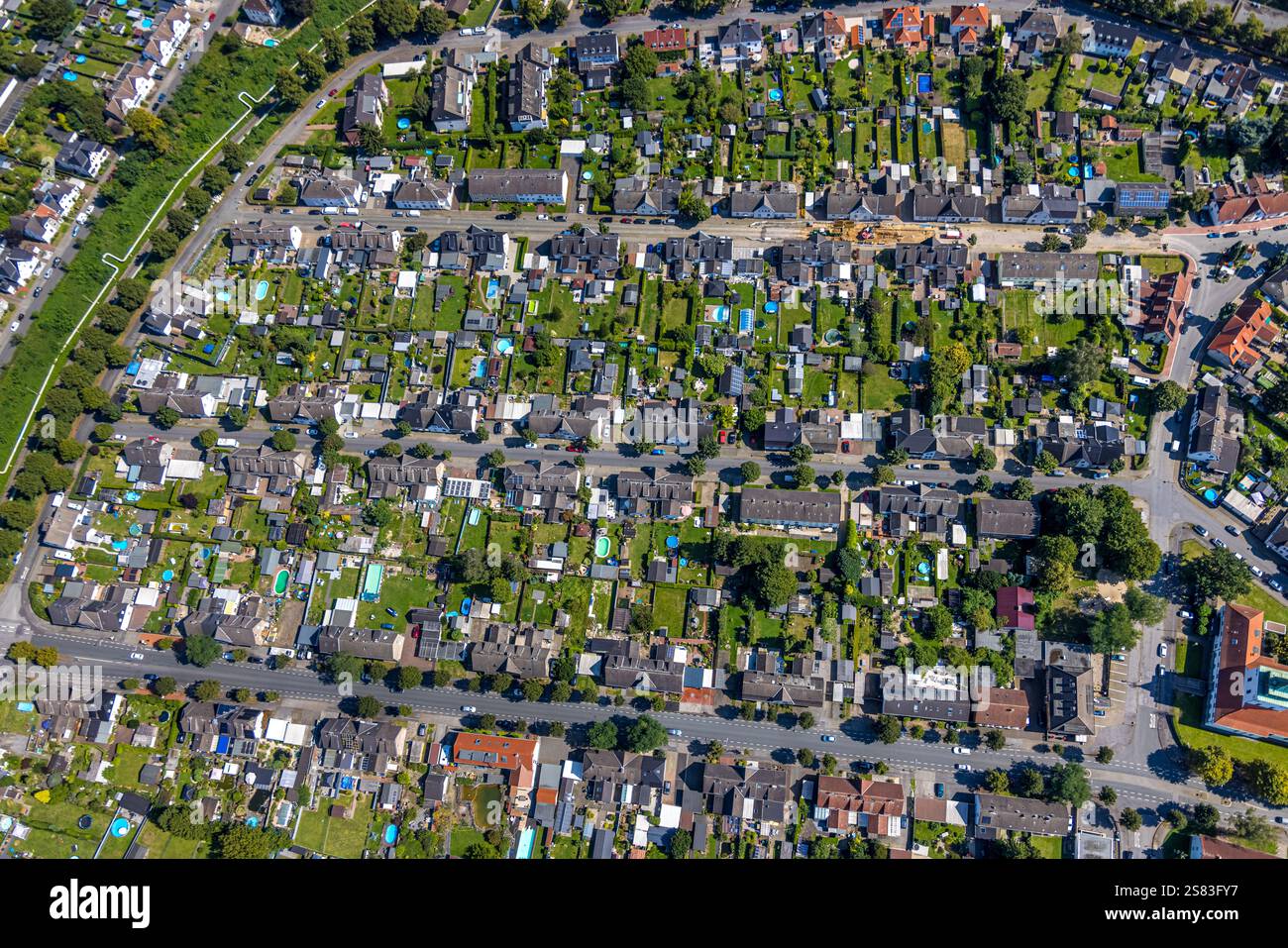 Aerial view, residential area housing estate between Schultenstraße and ...