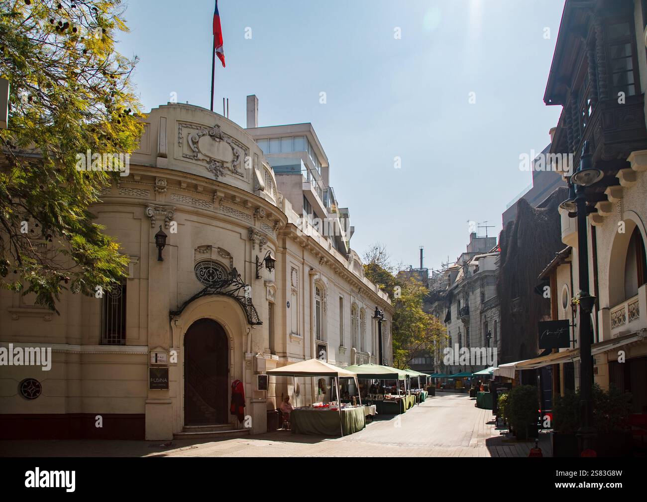 The Elegant historical buidlings on a corner of downtown Santiago de ...