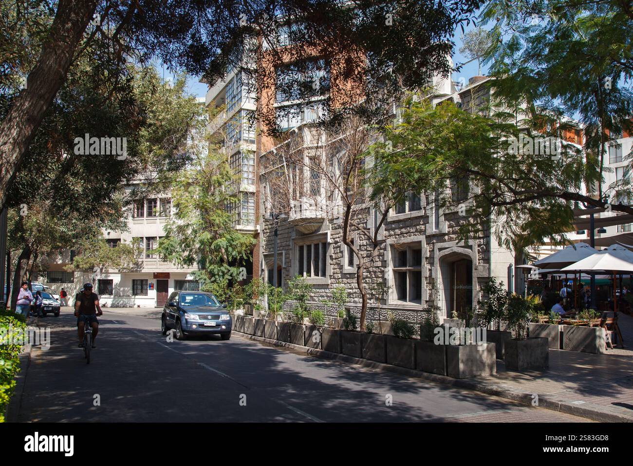 The Elegant historical buidlings on a corner of downtown Santiago de ...